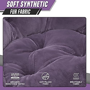SFIHOME Foldable Oversized Moon Chair, Large Soft Lazy Cozy Comfortable Faux Fur Round Saucer Moon Chair for Teens and Adults, Purple