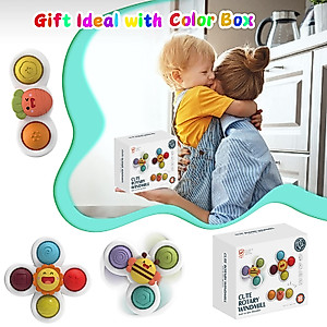 Bibibi 3pcs Bath Toys for Toddlers 1 3 Fidget Toys Baby Sensory Toys Suction Cup Spinners Spinning High Chair Window Toys Infant Autistic Children 12 18 Months 2 Year Old Boys Girls Birthday Gifts