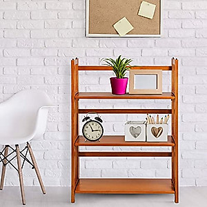 Casual Home 3-Shelf 27.5" Wide Folding Stackable Bookcase, Honey Oak (New)