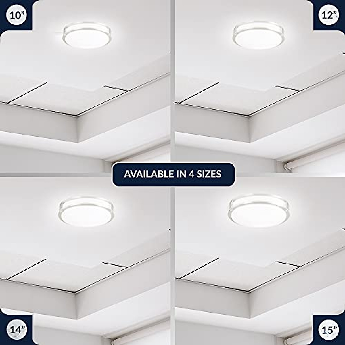 10-Inch Double Ring Dimmable LED Flush Mount Ceiling Light, 16W (95W Equivalent), 1120lm, 2700K Warm White, Brushed Nickel Finish Steel, ETL Listed, Commercial or Residential 2 Pack