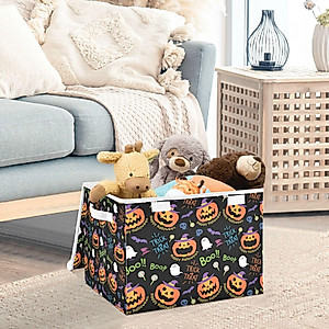 xigua Halloween Ghost Pumpkin Ghosts Storage Bins with Lids and Carrying Handle,Foldable Storage Boxes Organizer Containers Baskets Cube with Cover for Home Bedroom Closet Office Nursery