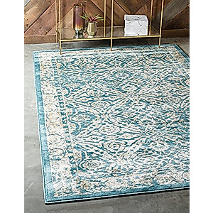 Unique Loom Oslo Collection Traditional Botanical Teal Area Rug (5' x 8')