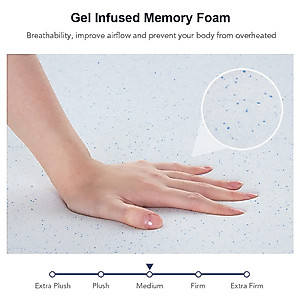 Avenco Twin Mattress Topper, 4 Inch Memory Foman Mattress Topper Cooling Gel Infused, Medium Firm Twin Size Topper with Washable Cover, CertiPUR-US Certified