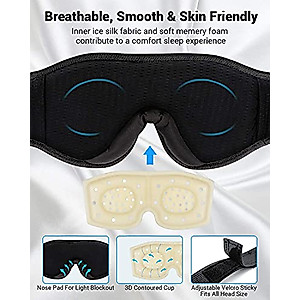 LC-dolida Sleep Headphones Bluetooth Sleep Mask, Sleeping Headphones 3D Eye Mask Wireless Music Sleeping Headphones for Side Sleepers Noise Cancelling Headphones for Men Women （Blue+Grey）