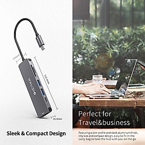USB C Hub Multiport Adapter - KEYMOX 6 in 1 USB C Dongle with 2 USB-A, 100W PD Charging, 4K HDMI, SD/TF Card Reader Compatible with MacBook Pro/Air, iPad Pro and USB-C Devices