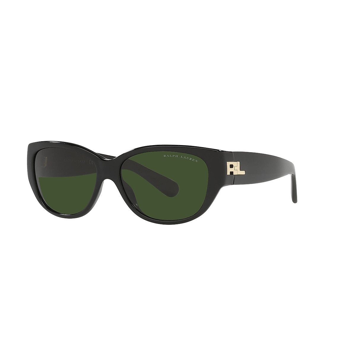 Ralph by Ralph Lauren Women's RL8193 Square Sunglasses, Shiny Black/Bottle Green, 56 mm