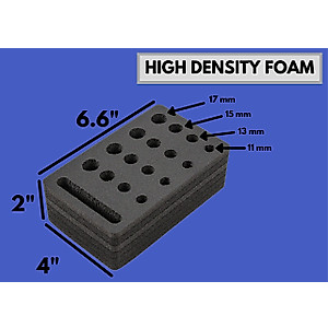 Polar Whale Personal Travel Test Tube Holder Rack Black Foam Lab Storage Supplies Organizer Compact Mini Stand Transport Holds 16 Tubes Fits up to 11mm 13mm 15mm 17mm Diameter