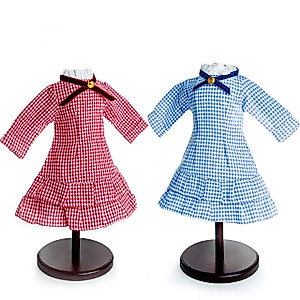 The Queen's Treasures 18 Inch Doll Clothes, Little House on The Prairie Authentic Set of 2 Laura & Mary Ingalls Check Dresses, Compatible for Use with American Girl Dolls