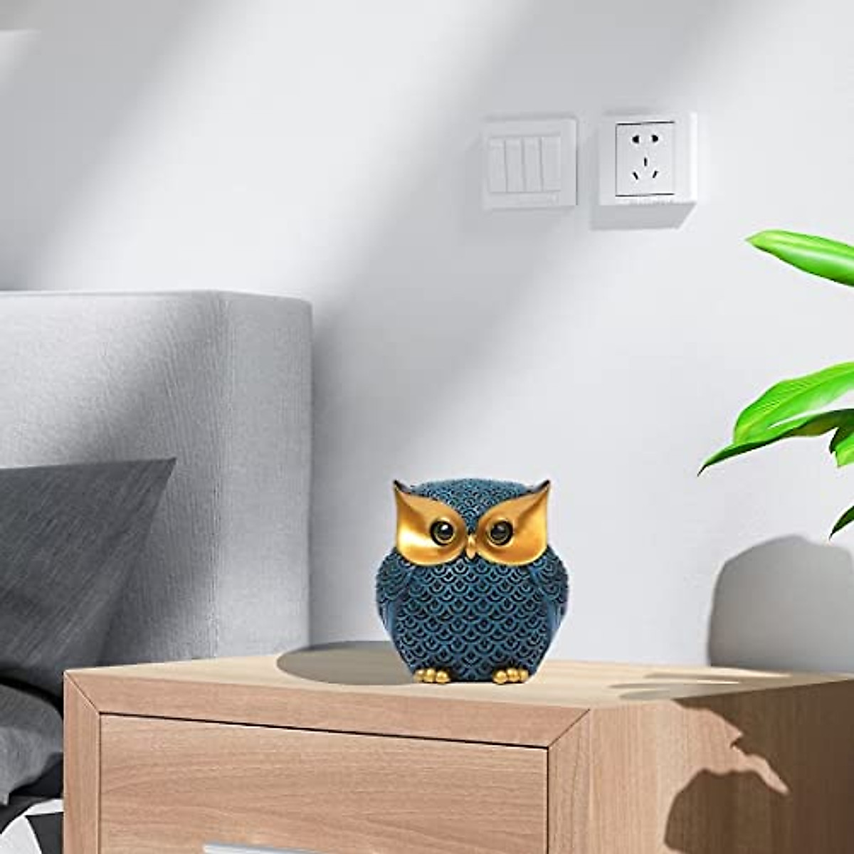 Artpaul Owl Statue Home Decor Accents Small Decor Items for Shelf Owl Figurines Home Decorations for Living Room Office Bedroom, Gifts for Owl Lover (Blue)
