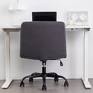 Armless Wide Office Chair No Wheels Fabric Padded Desk Chair Task Vanity Chair Swivel Home Office Desk Chair 120°Rocking Mid Back Ergonomic Computer Chair for Make Up,Small Space, Bed Room(Brown)