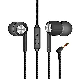 Gaweb Earphones, S32 Universal 3.5mm L-Shaped Wired Earbud for Phone - Black