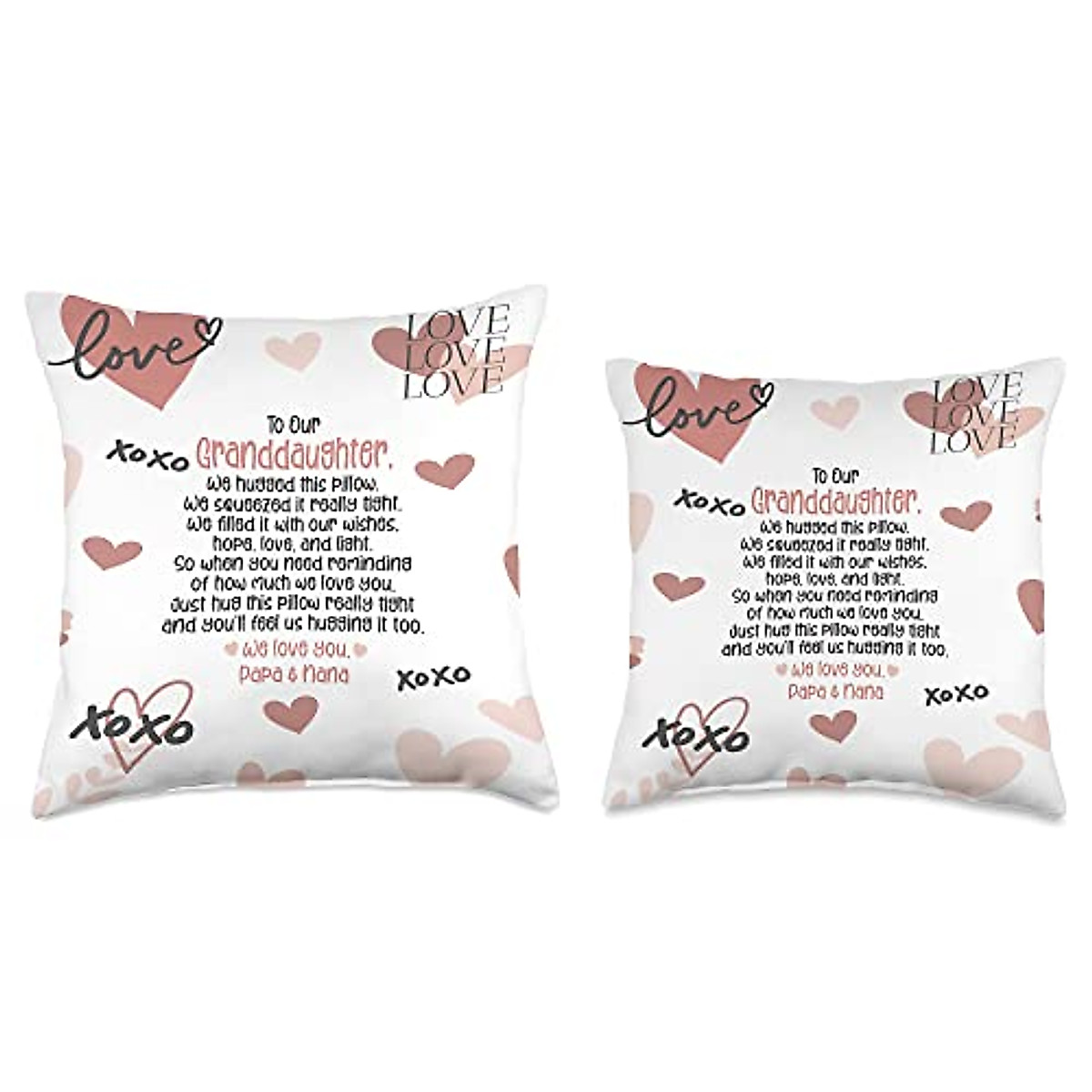 granddaughter pillow from nana and papa, gift Nana and papa, Granddaughter Gift Throw Pillow, 16x16, Multicolor