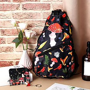 Paterr 3 Pcs Mushroom Stuff Mushroom Accessories Mushroom Sling Backpack Mushroom Keychain Mushroom Purse Mushroom Gifts for Women Men Travel Hiking