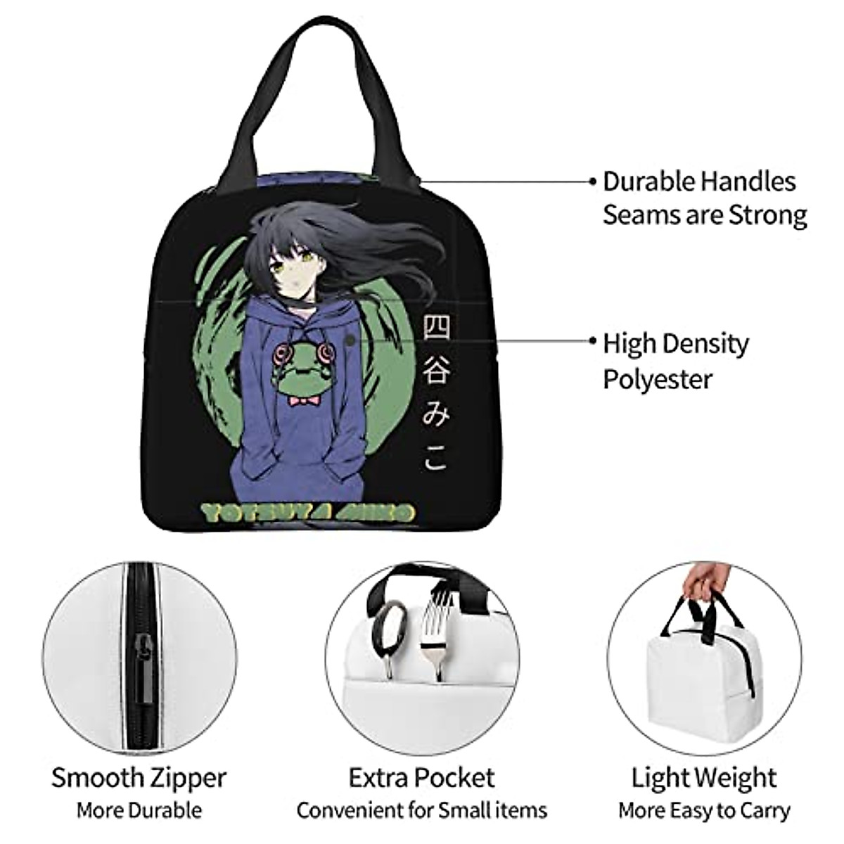 Anime Mieruko-Chan Lunch Bag Reusable Insulated Tote Meal Bag For Women Mens Boy Girl Work Outdoor Picnic Travel