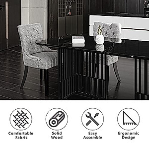 poplarbox 4 Set Dining Chairs Tufted Dining Chairs Upholstered Fabric Dining Chairs Accent Dining Chairs Parson Chairs Side Chairs for Kitchen Dining Room (Set of 4, Light Gray)