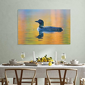 Rainbow Lake Common Loon Duck Canvas Poster Bedroom Decor Sports Landscape Office Room Decor Gift,Canvas Poster Wall Art Decor Print Picture Paintings for Living Room Bedroom Decoration 08x12inch(20x3