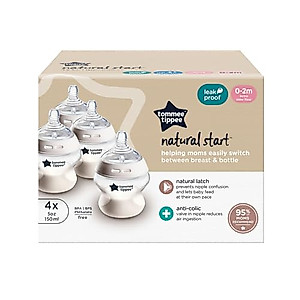 Tommee Tippee Baby Bottles, Natural Start Anti-Colic Baby Bottle with Slow Flow Breast-Like Nipple, 5oz, 0m+, Baby Feeding Essentials, Pack of 4