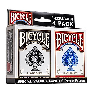 Bicycle Standard Index (Black/Red), Pack of 4