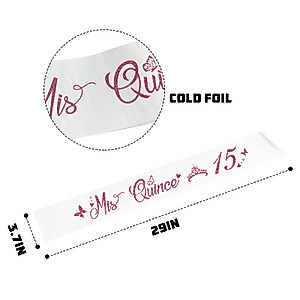 Mis Quince 15 Quinceanera Sash,Happy 15th Birthday Party Decorations,Spanish My 15th Birthday Bday Gifts, Feliz Cumpleanos Sash