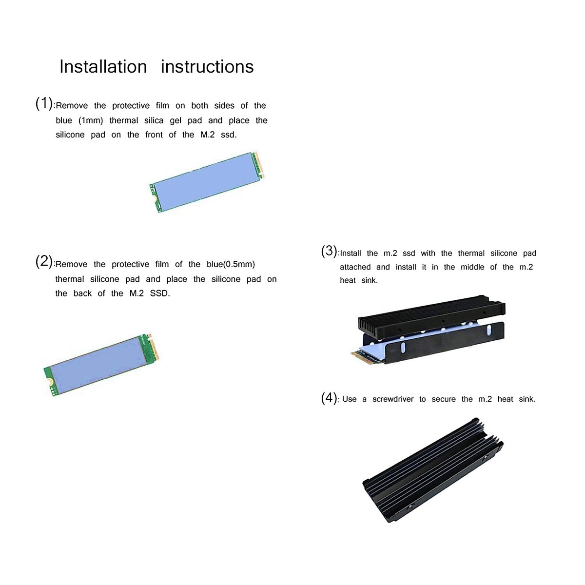 M.2 Heatsink SSD Cooler for PS5 PCIE NVME or SATA m2 2280 SSD Cooling（Black 2 Pieces）
