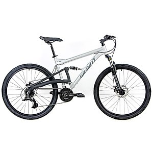 Gravity FSX 27.5 DLX24 Dual Suspension with Disc Brakes Mountain Bike 27.5 in 650b Wheels Ti Matt Gray (21 inch = Large/XLrg fits* 6'2" to 6'5")