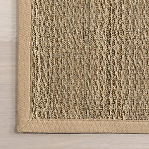 nuLOOM 4x6 Elijah Seagrass Area Rug, Beige, Solid Farmhouse Style, Cotton Bordered, Basketweave, Natural Fiber, For Bedroom, Dining Room, Living Room, Hallway, Office, Kitchen, Entryway