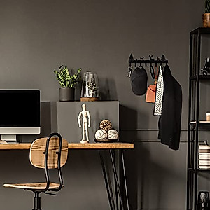 Key Holder Wall Mounted Key Hooks for Wall Decorative with 8 Hooks Black Metal Key Organizer Rack Hanger for Entryway, Garage,Mudroom,Hallway, Office 15.7X5.1 inches