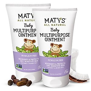 Matys Multipurpose Baby Ointment, All Over Gentle Skin Protection for Newborns & Up, Soothes Dry Irritated Skin, Diaper Area, Dry Scalp, Drool Irritation, Petroleum Free, 2 Pack, 3.75 oz each tube