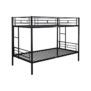 Metal Bunk Beds Twin Over Twin Heavy-Duty Bunk Bed Frame for Kids Boys Girls Teens, Black