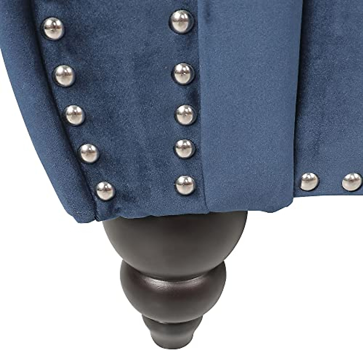 wirrytor 2 Pieces of Living Room Furniture Chesterfield Sofa Sets, Velvet Chesterfield Sofa&Chesterfield Club Chair Sofas Set with Nailhead Trim Scroll Arms(Blue)