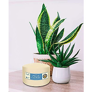 HYOOLA Ivory Three Wick Large Candle - 6 x 3 Inch - Unscented Big Pillar Candles - 62 Hour - European Made