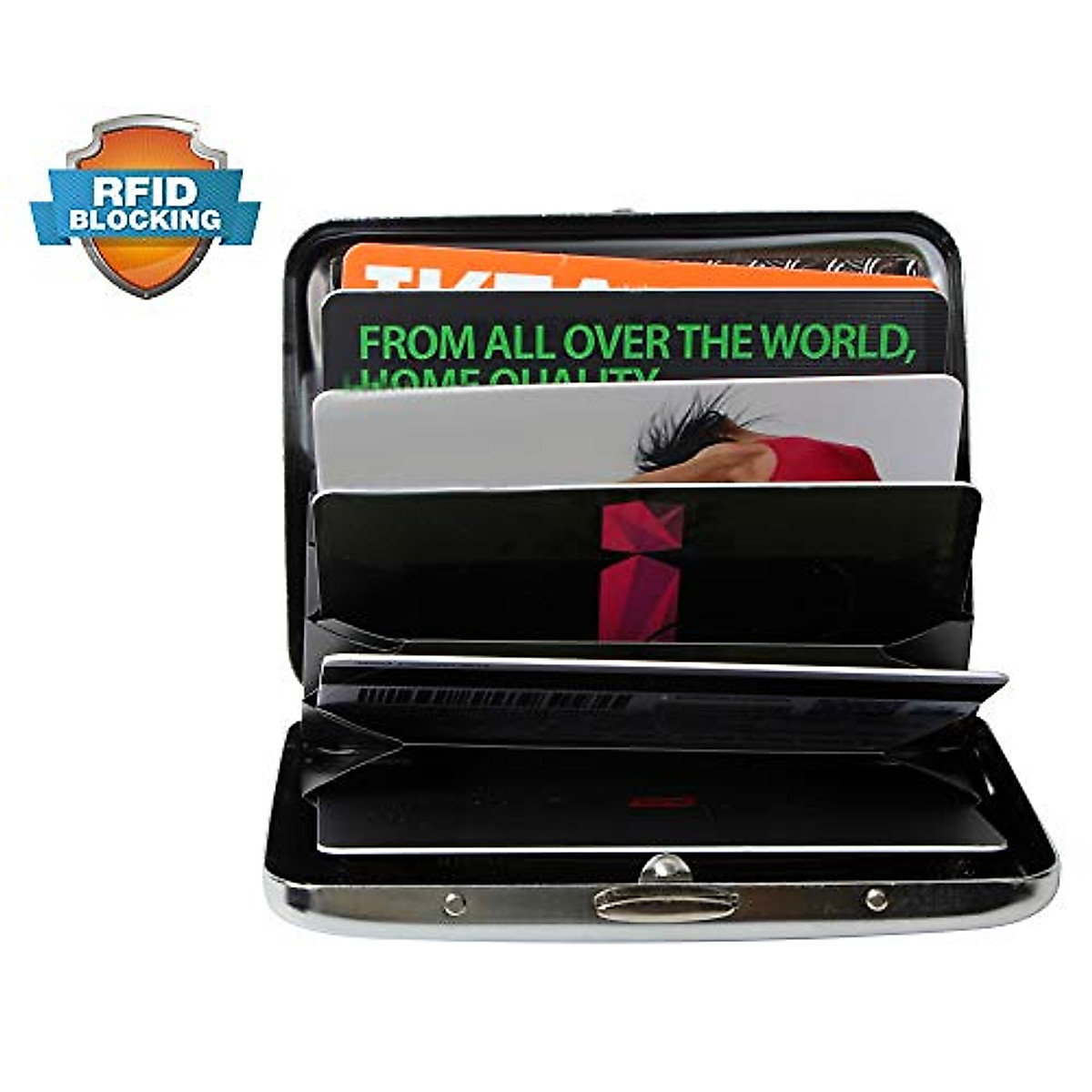 BOHONG RFID Blocking Credit Card Holder Metal wallet for Men Women - Stylish Travel Wallet - Best protection for Bank Debit, ID, ATM, Cards against Scanning Criminals