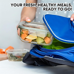 Extra Large Glass Food Storage Containers with Airtight Lid 6 Pc [3 containers with lids] Microwave/Oven/Freezer & Dishwasher Safe. BPA/PVC Free X-Large/Large/Medium Size Reusable Square container set