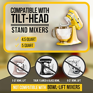 PartsBroz K45DH Dough Hook - Compatible with KitchenAid Tilt-Head Stand Mixer 4.5 Quart and 5 Quart Bowel Fits KSM95 KSM150PS K45SS KSM97 KSM150 KSM96 KSM90 KSM75 K45SSWH K45