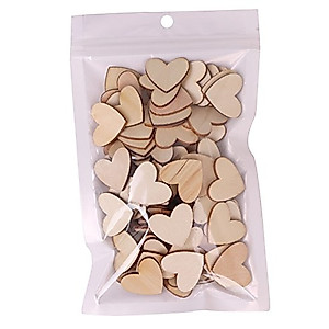 Shapenty Unfinished Blank Wooden Heart Shaped Slices Discs DIY Craft Pieces for Wedding Ornaments Christmas Party Embellishment, Pack of 100