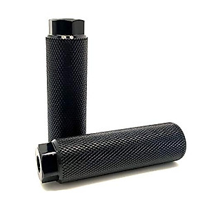 4 PCS Bike Foot Pegs, 4 inch Length Aluminum Alloy Cylinder Anti-Skid Fit 3/8 inch Axles (BLACK)