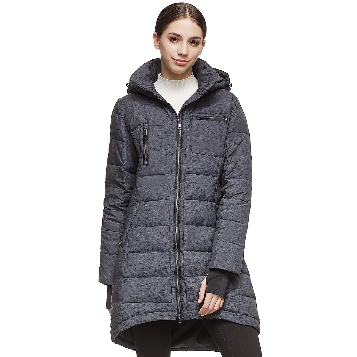 Orolay Women's Down Jacket Coat Mid-Length Darkgrey M