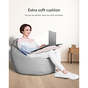 Lap Desk, Portable Laptop Lap Desk with Pillow Cushion, Fits up to 17 inch Laptop, Laptop Stand with Device Ledge and Phone Holder, for Home Office, Gray, ISTUDYNITURE……