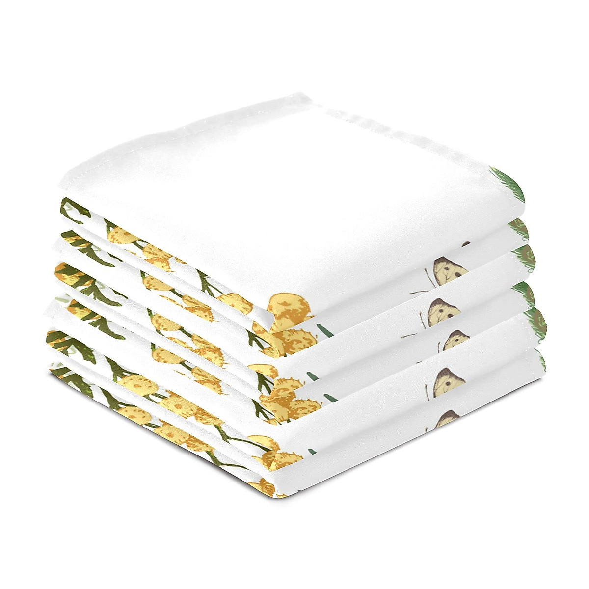 Moudou Herb Wildflowers Kitchen Dish Towel Set of 4, Soft Absorbent Hanging Fast Drying Dishcloths Tea Bar Towels, 18 x 28 Inch