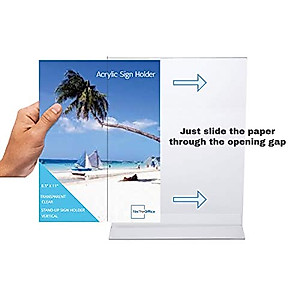 1InTheOffice Acrylic Vertical Stand-Up Sign Holder 8.5 x 11 "6 pack"