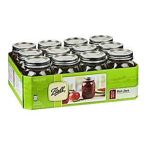 Ball 16oz Mason Jars Regular Mouth,12-Pack, Clear