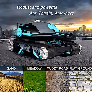 Bindove RC Stunt Tank with Light, Watch Gesture Sensor RC Tank Toy, 360 Rotation Remote Control Stunt Car Shooting Water Bullets (Tracked Dark Green), Halloween Toys,Festival Gifts