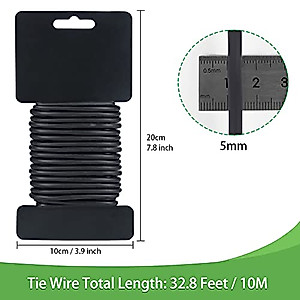 Tenn Well 5mm Plant Wire Ties, 32 Feet Soft Garden Wires Vine Training Wires for Tomato Plants, Climbing Roses and Cucumbers (2PCS X 16 Feet, Black)