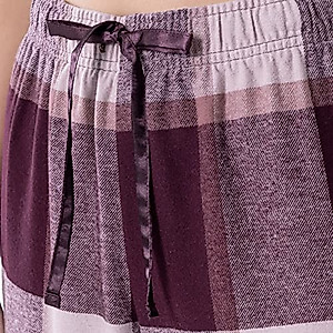Wrangler Women's Jersey Top and Flannel Pant Sleep Pajama Set, Wine/Plaid, X-Large