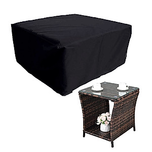 J&C Patio Furniture Cover, Outdoor Square Patio Furniture Set Covers Furniture Table Cover, Black Durable Waterproof Dust Proof Protection Covers for Garden Lawn Furniture Sets (35.5x35.in-420D)