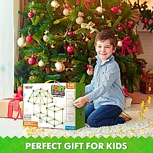 Fort Building Kit for Kids 4,5,6,7,8+Year Old Boys & Girls, 140 pcs, Creative STEM Building Toys for DIY Castles, Tunnels, Play Tent, Ideal Gift for Aged 5-8