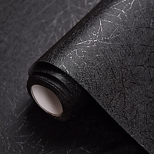 Black Wallpaper Peel and Stick Wallpaper Black Silk Wallpaper for Bedroom Solid Black Contact Paper for Cabinets Self Adhesive Removable Wallpaper Embossed Textured Wallpaper Waterproof 15.7“×118”