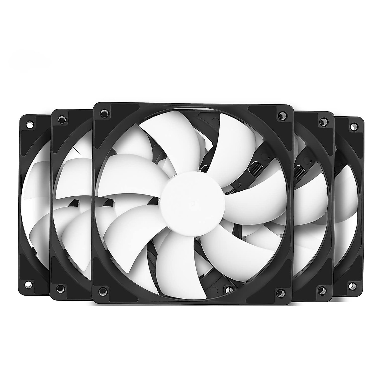 ENCOTEC F12 Silent Computer Fans, 120mm Fan, High Performance 4pin PWM Case Fans, PC Fans with 800-1800 RPM, DC 12V Fan, F12 Series 5 Packs 4Pin Connector