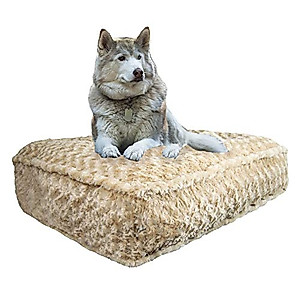 Bessie and Barnie Camel Rose Luxury Extra Plush Faux Fur Rectangle Pet/Dog Bed (Multiple Sizes)