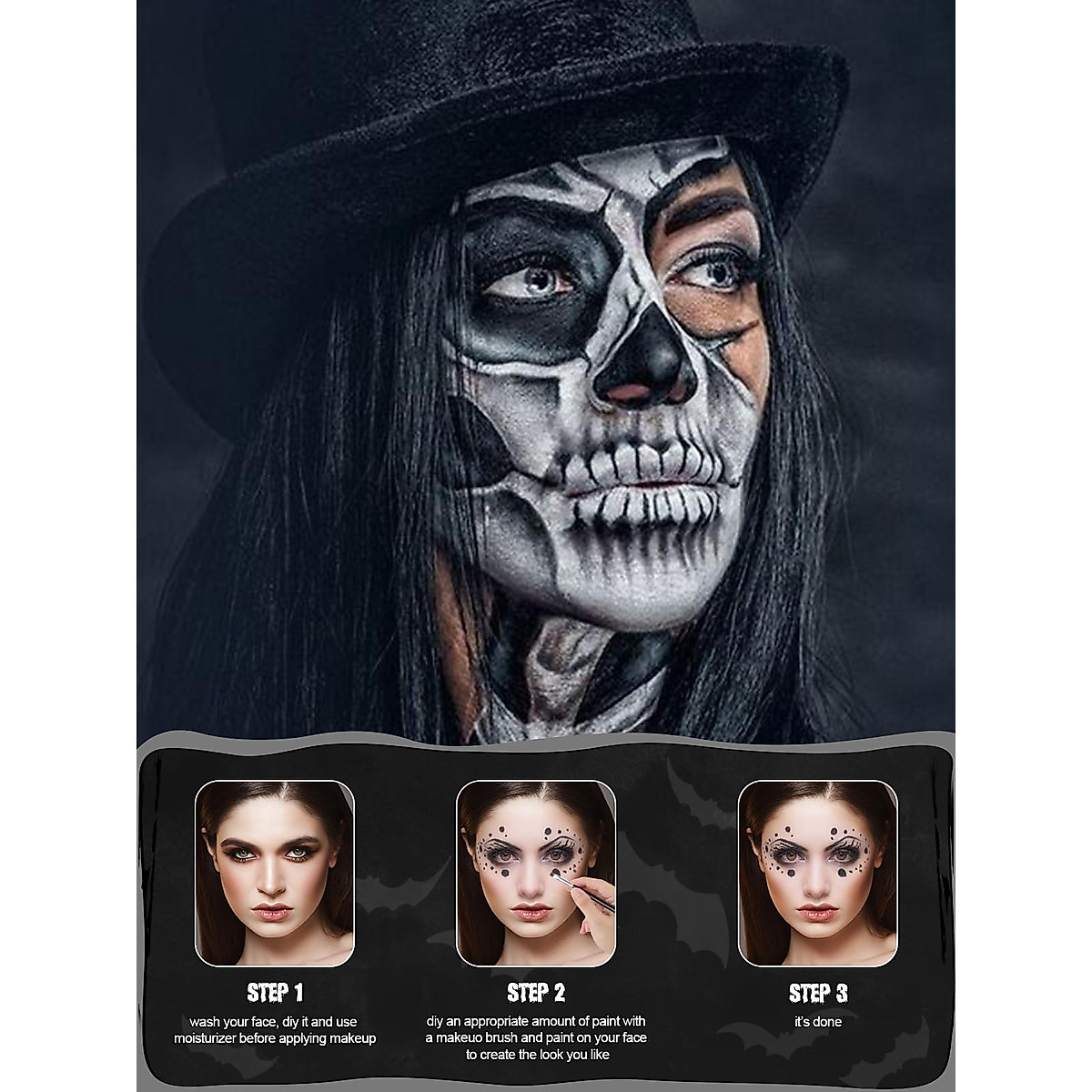 EBANKU 2Pcs White Black Face Body Paint Stick, , Eye Black Sticks for Sports White Cream-Blendable Stick Waterproof Sweatproof for Christmas Cosplay